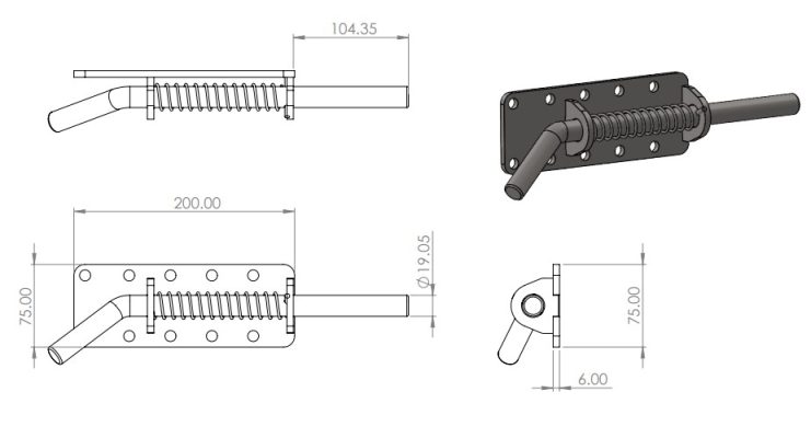 Sprung Slide Bolt With Plate for Gates/Doors - GST Fabrication